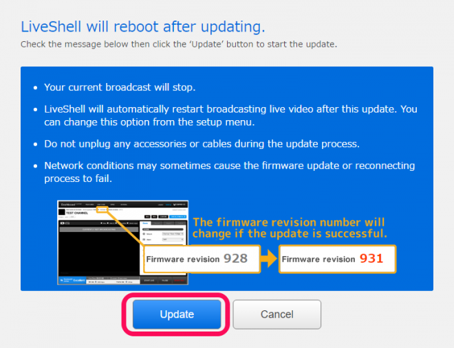 6. Firmware Update | LiveShell Manual