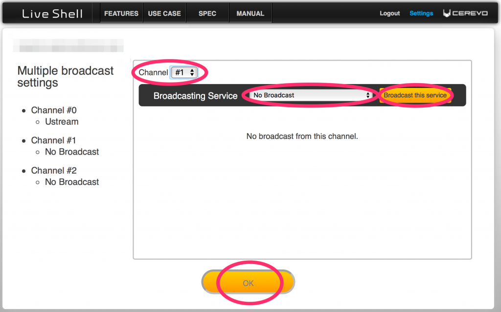 2-1a. Ustream (initial setup) | LiveShell Manual